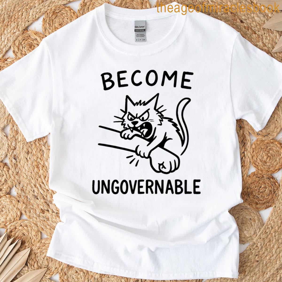 Become Ungovernable - Black Cat Biting Hand Funny Meme T-shirt