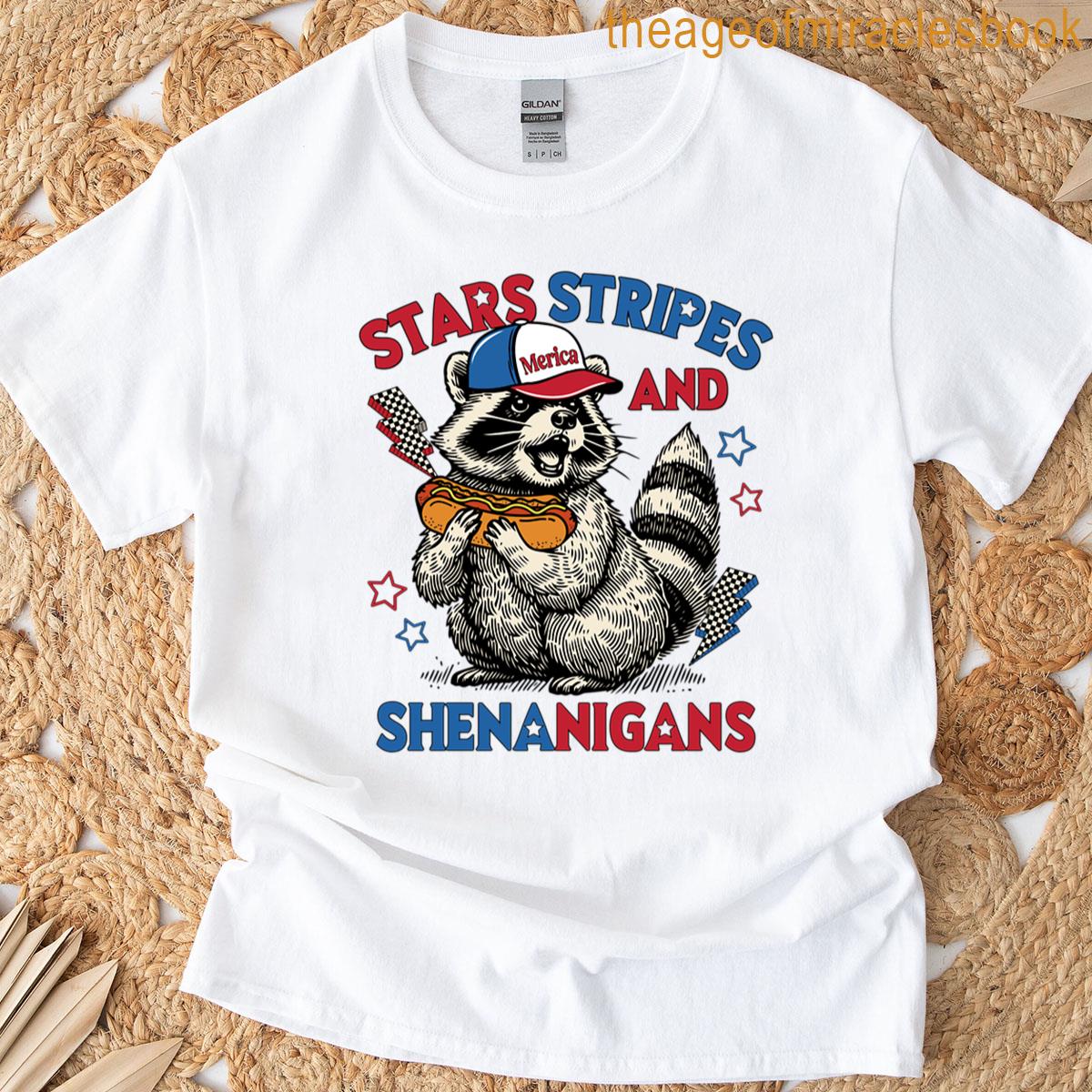 Stars Stripes And Shenanigans Merica Raccoon With Hot Dog Oversized T-shirt
