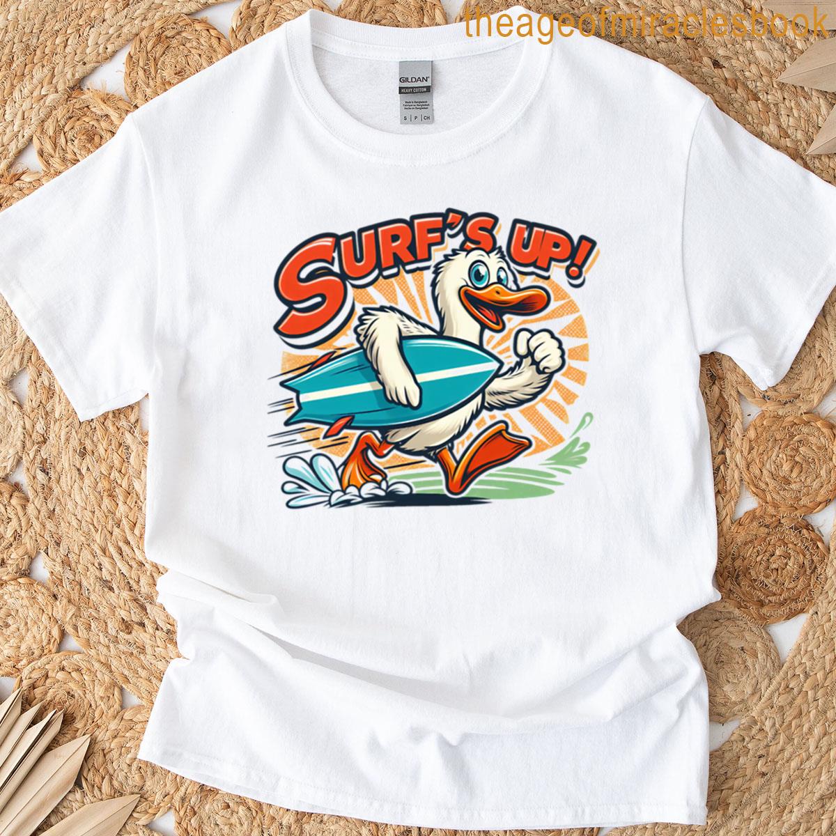 Surfs Up Retro Silly Goose Comic Style T-shirt