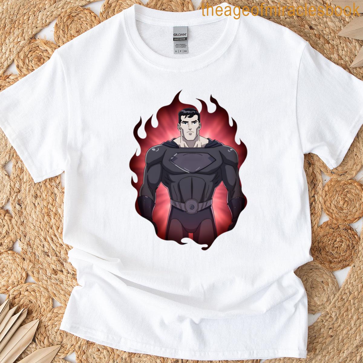 Dark Flame Hero Portrait Bold Comic Style With Red Aura T-shirt