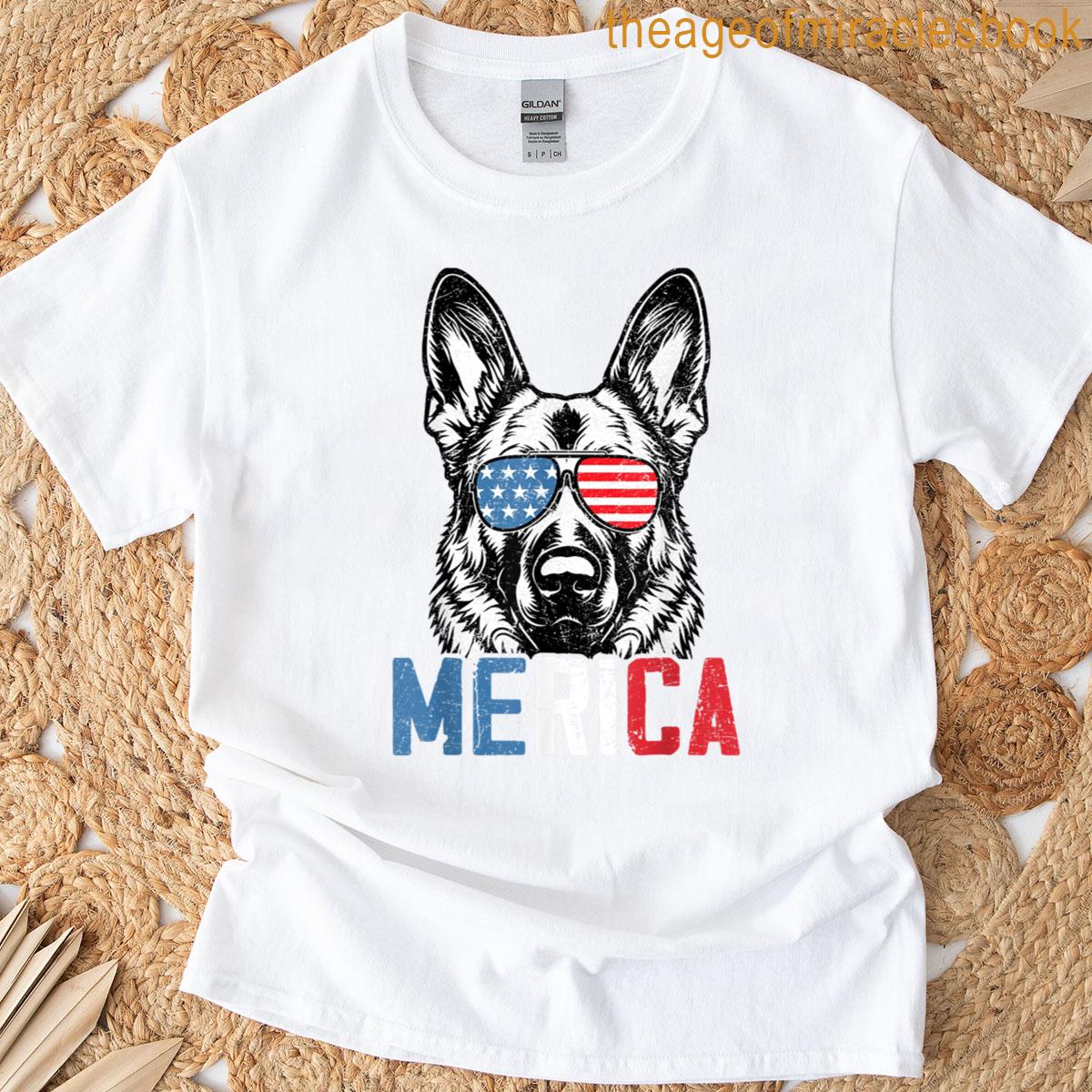Patriotic German Shepherd Dog Merica 4th Of July Funny T-shirt
