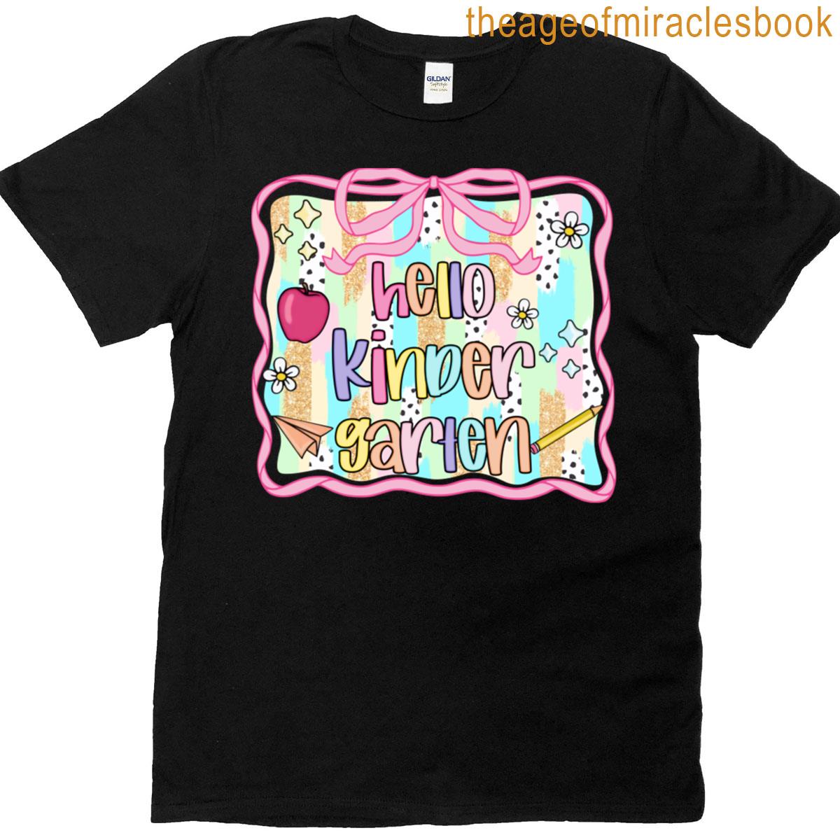 Hello Kindergarten Pastel Rainbow Welcome Art T-shirt