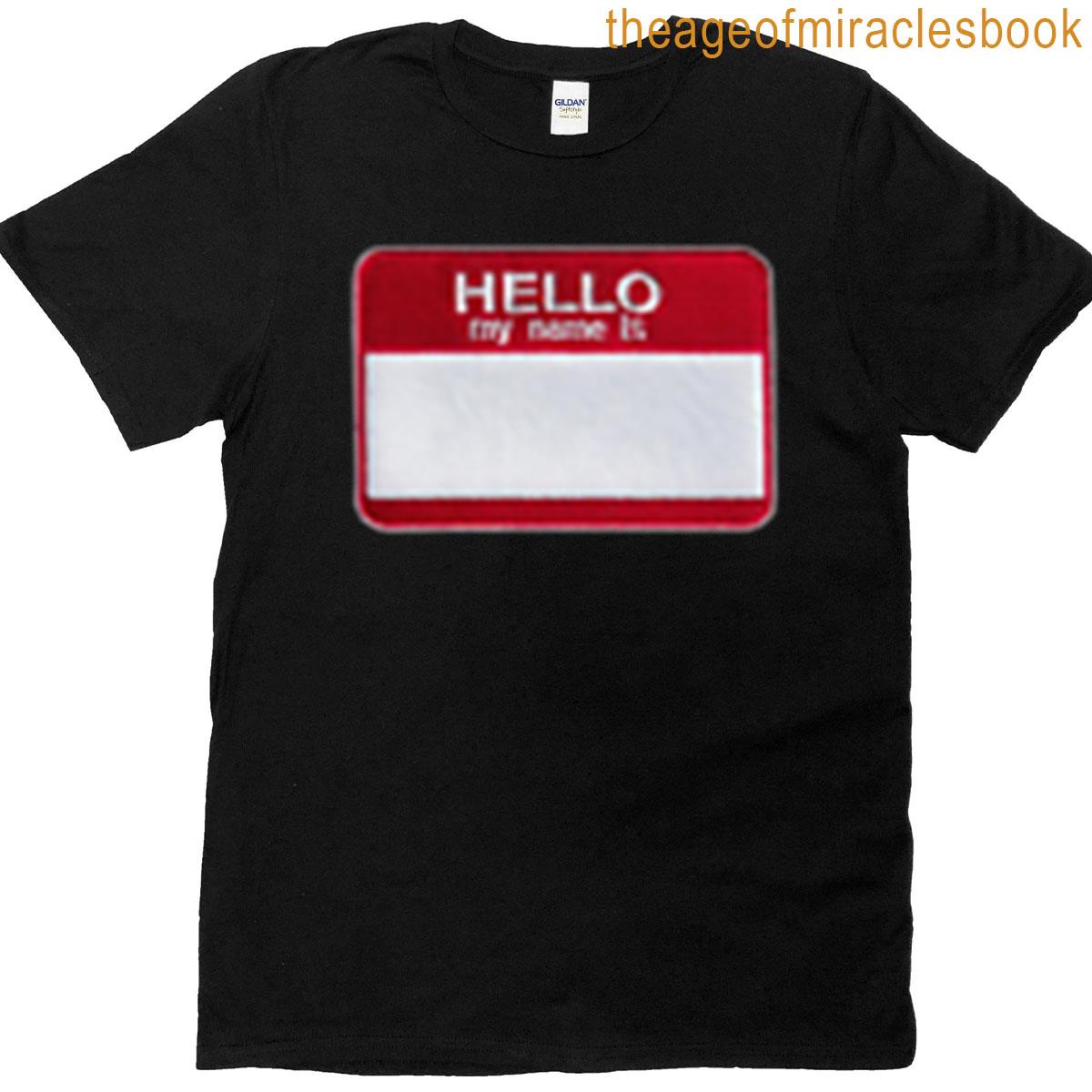 Cute Red Hello My Name Is Badge Image T-shirt