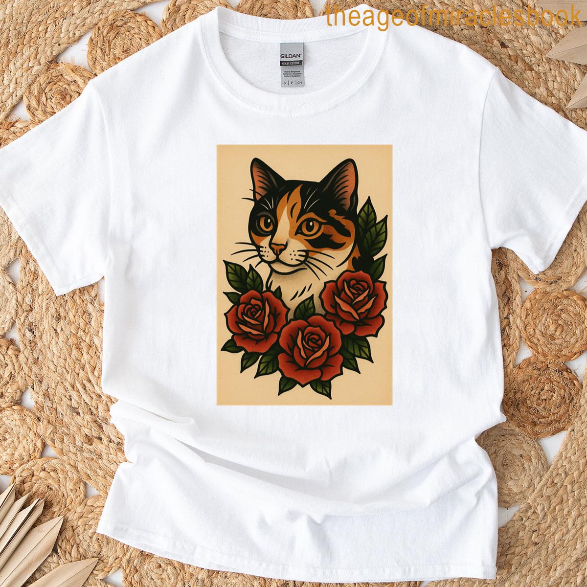 Tattoo Artist Retro Poster Calico Cat Vintage T-shirt