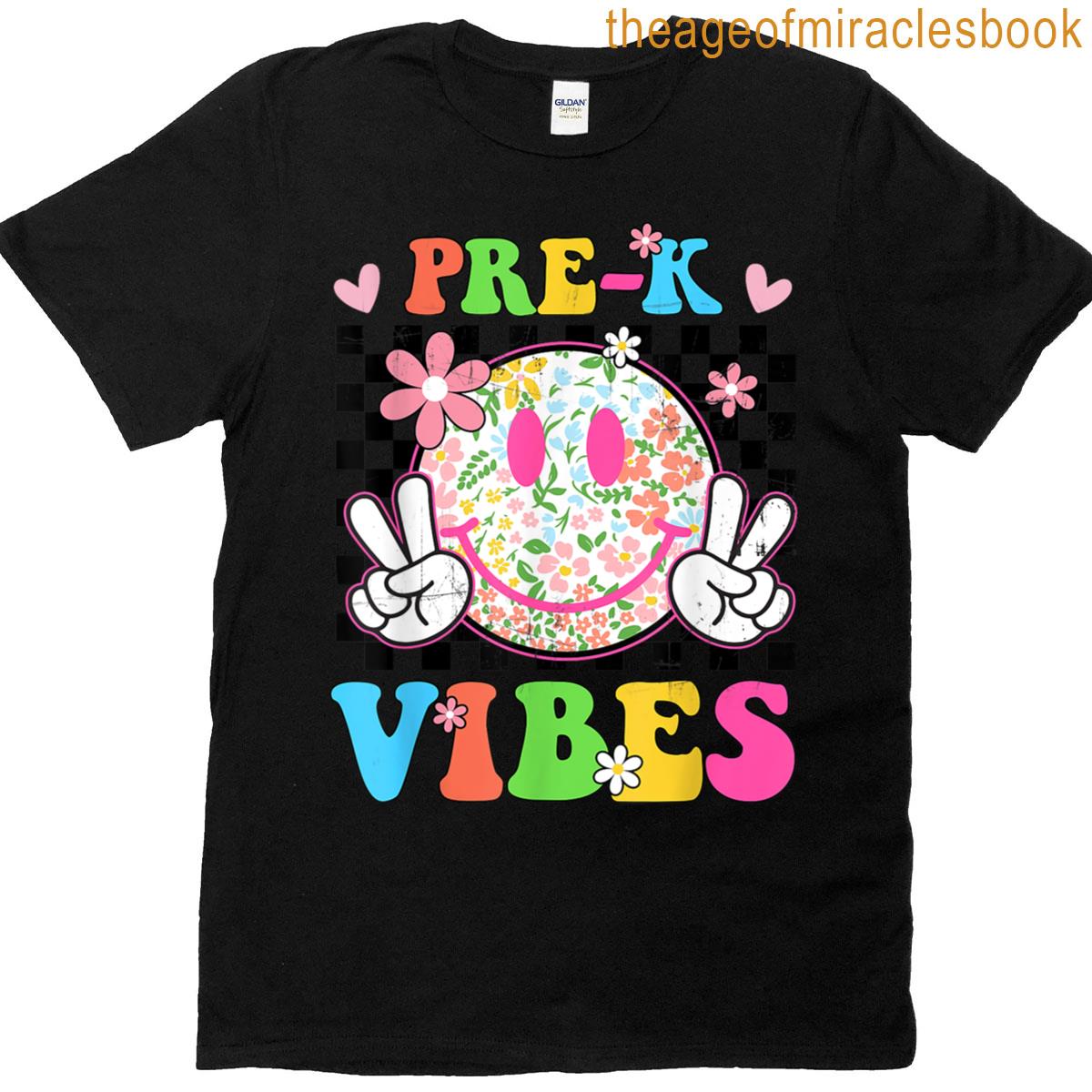 Retro Preschool Grade Vibes First Day Of School Teacher T-shirt