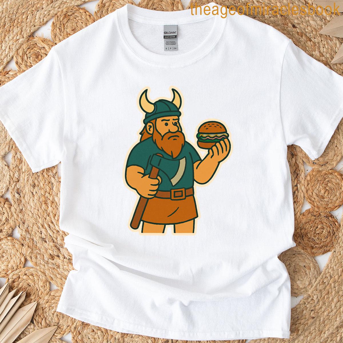 Funny Viking Burger Sticker Vintage Fast Food Warrior Design Oversized ...