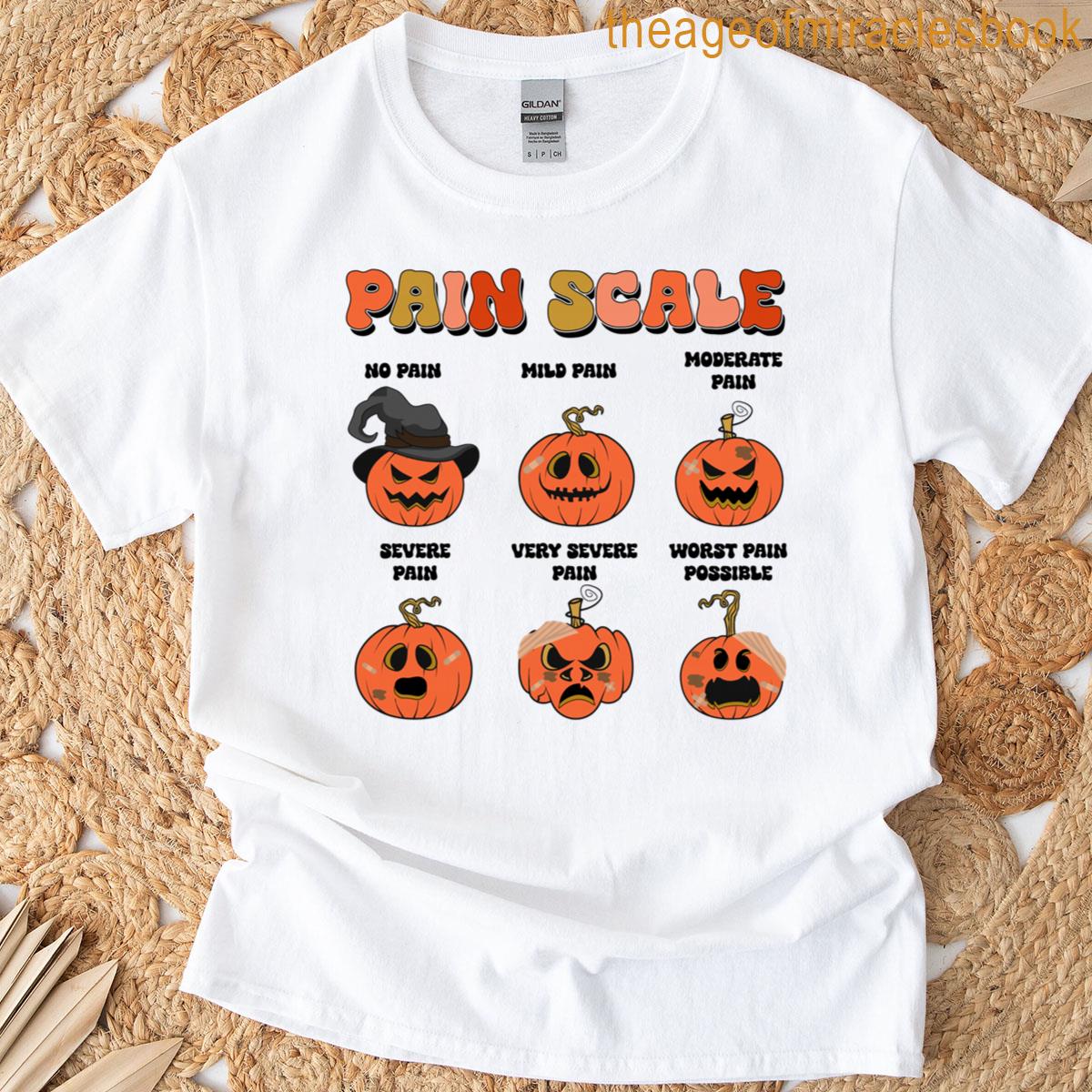 Pain Scale Spooky Pumpkin Trauma Nurse Halloween Nursing T-shirt