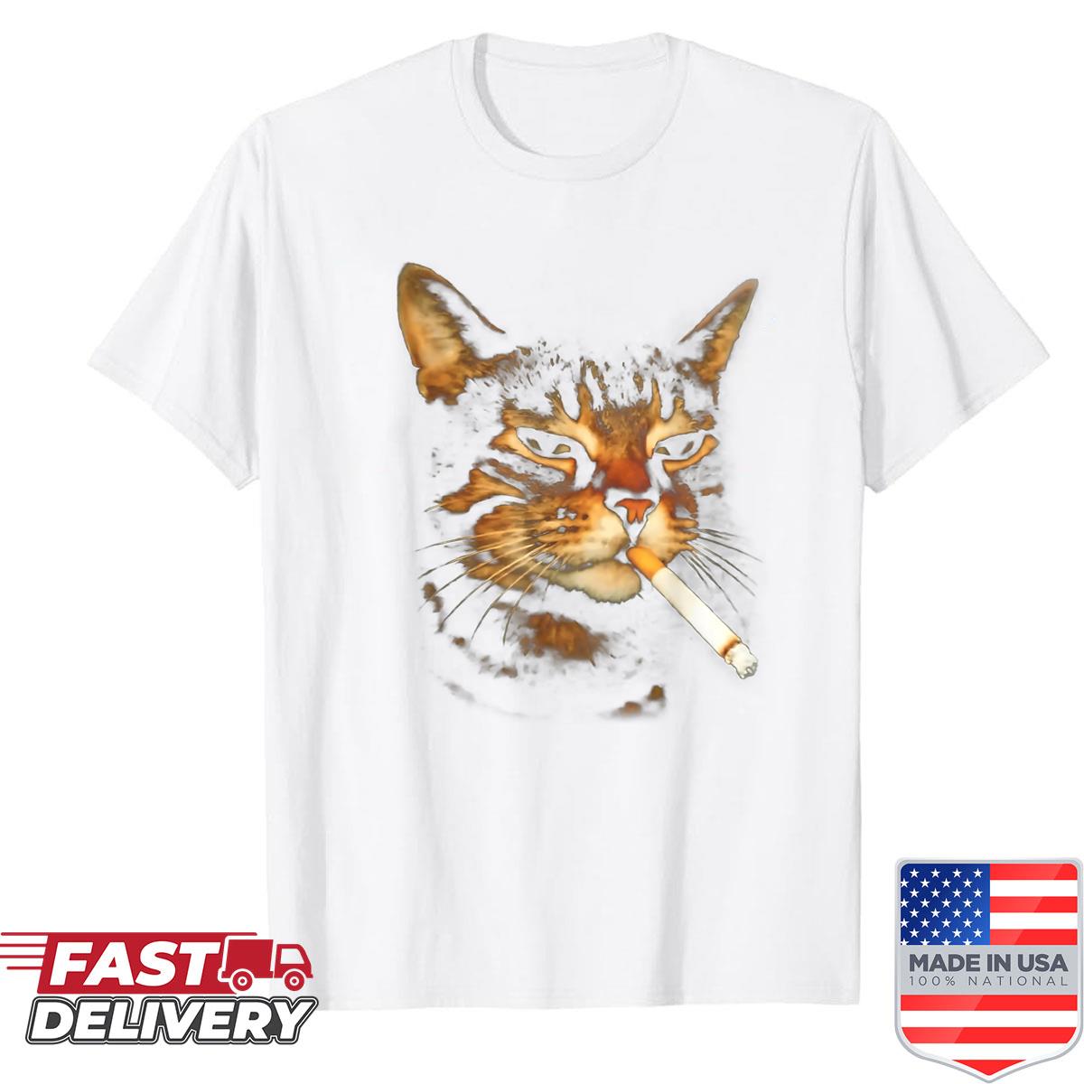 Funny Smoking Cat Cigarette Kitten Meme Stupid Brainrot Shirt