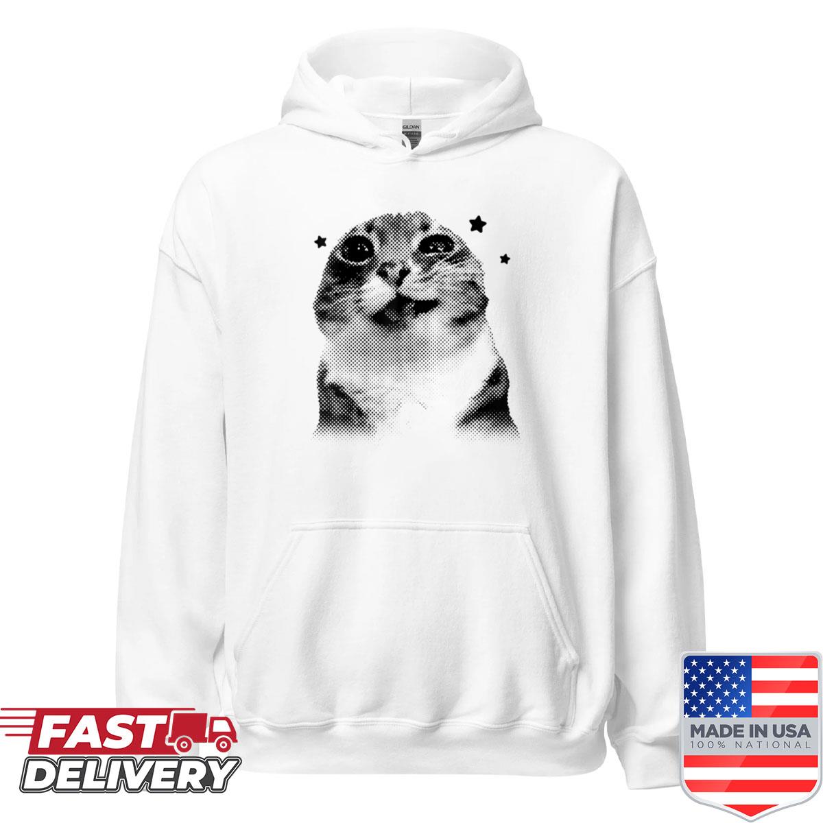 Funny Y2k Retro Cat Meme Silly Cat Kitten Unhinged Brainrot Shirt
