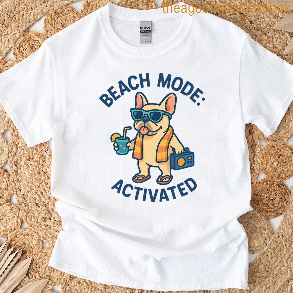 Beach Mode Activated Frenchie With Boombox T-shirt