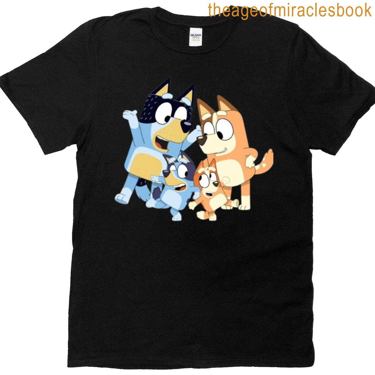 Jumping Aussie Cartoon Dogs Bluey Inspired Fan Art T-shirt