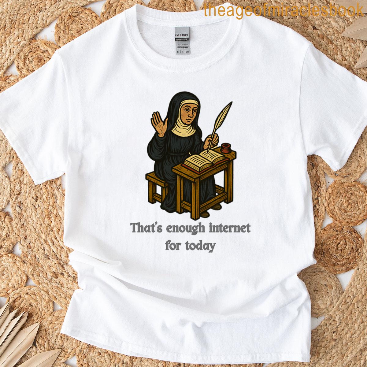 Medieval Nun With Quill Illuminated Scribe Meme Art T-shirt