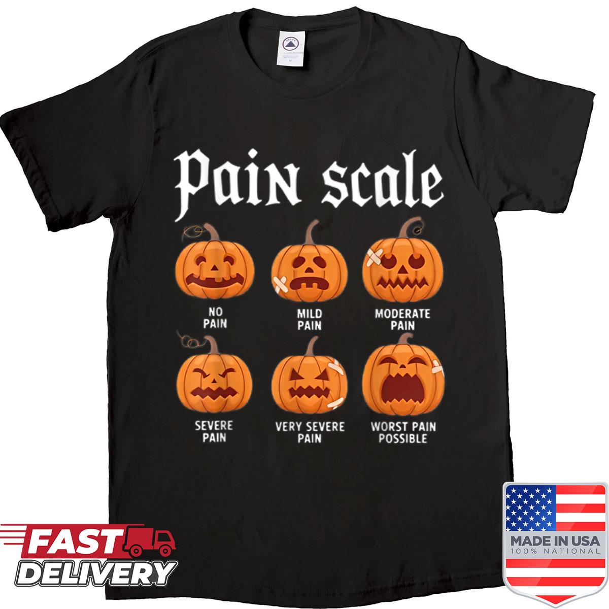 Pain Scale Spooky Pumpkin Fall Halloween Trauma Nurse Triage Shirt