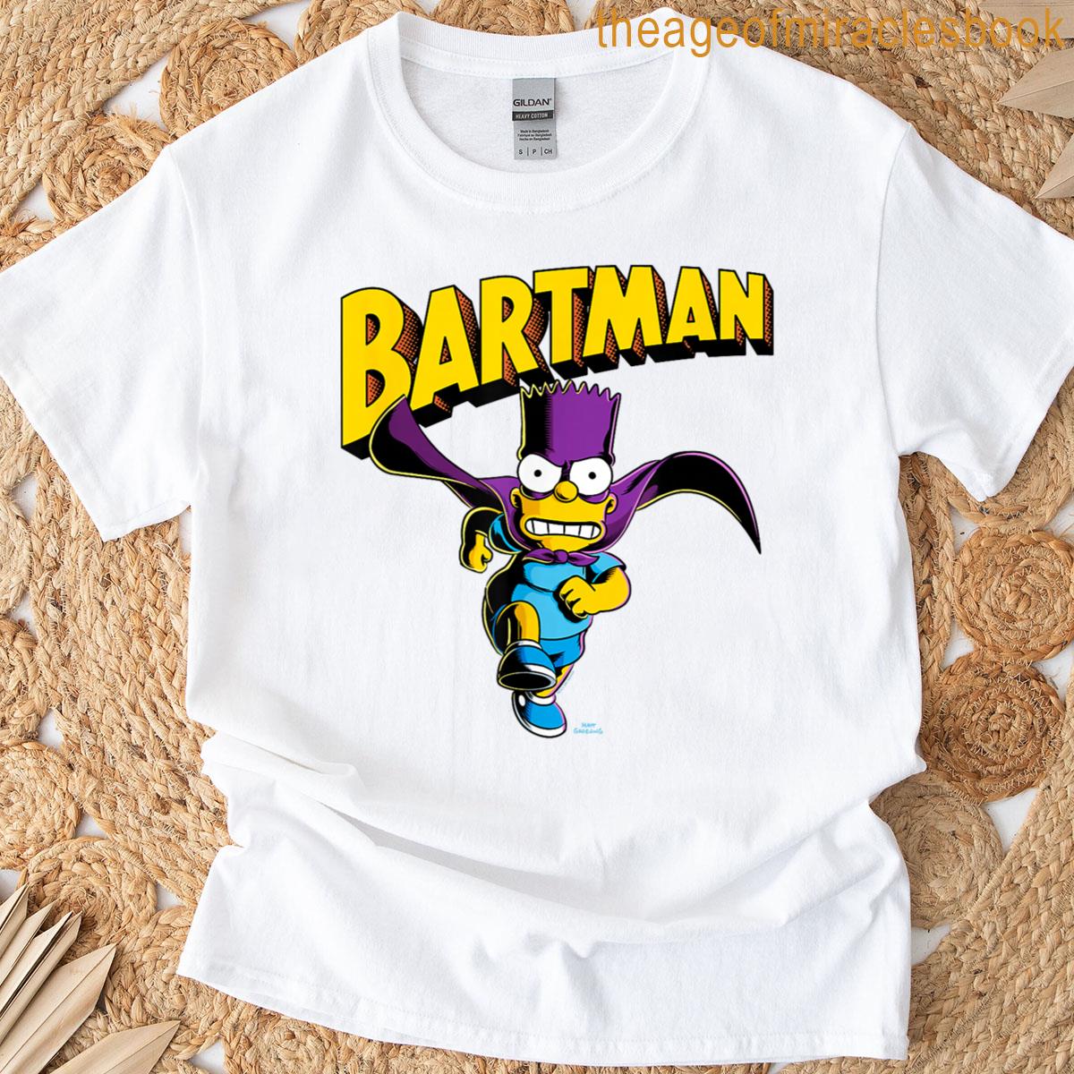 The Simpsons Bart Simpson Bartman Running Super Hero Logo T-shirt