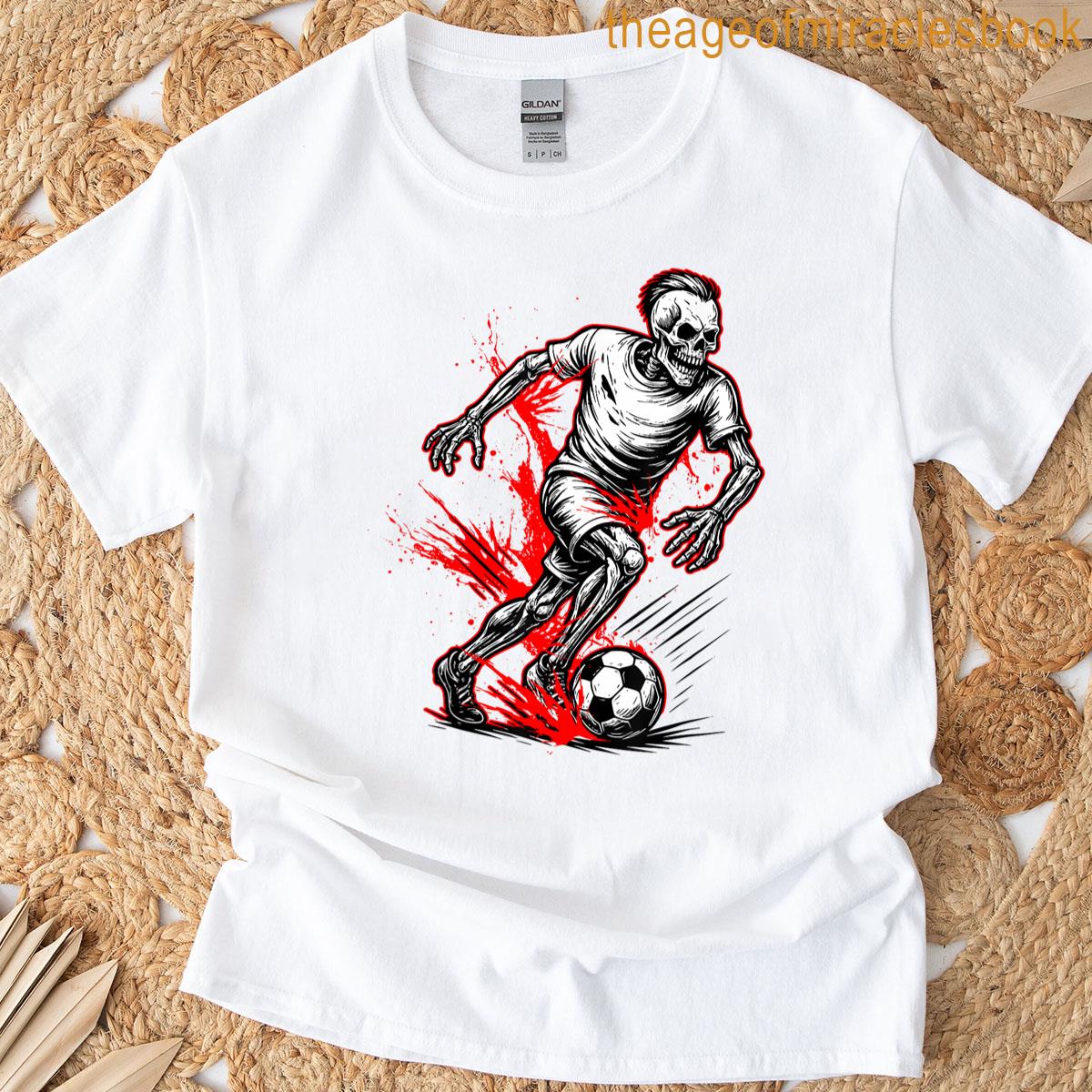 Skeleton Soccer Player - Spooky Halloween Ghost T-shirt