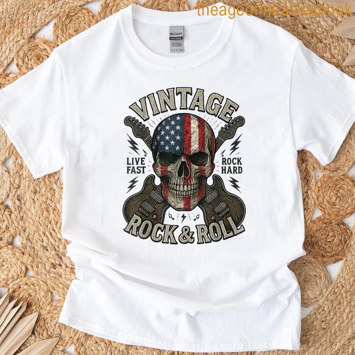 Vintage Retro Rock And Roll Guitar Music Shirt, Hoodie, Tank Top ...