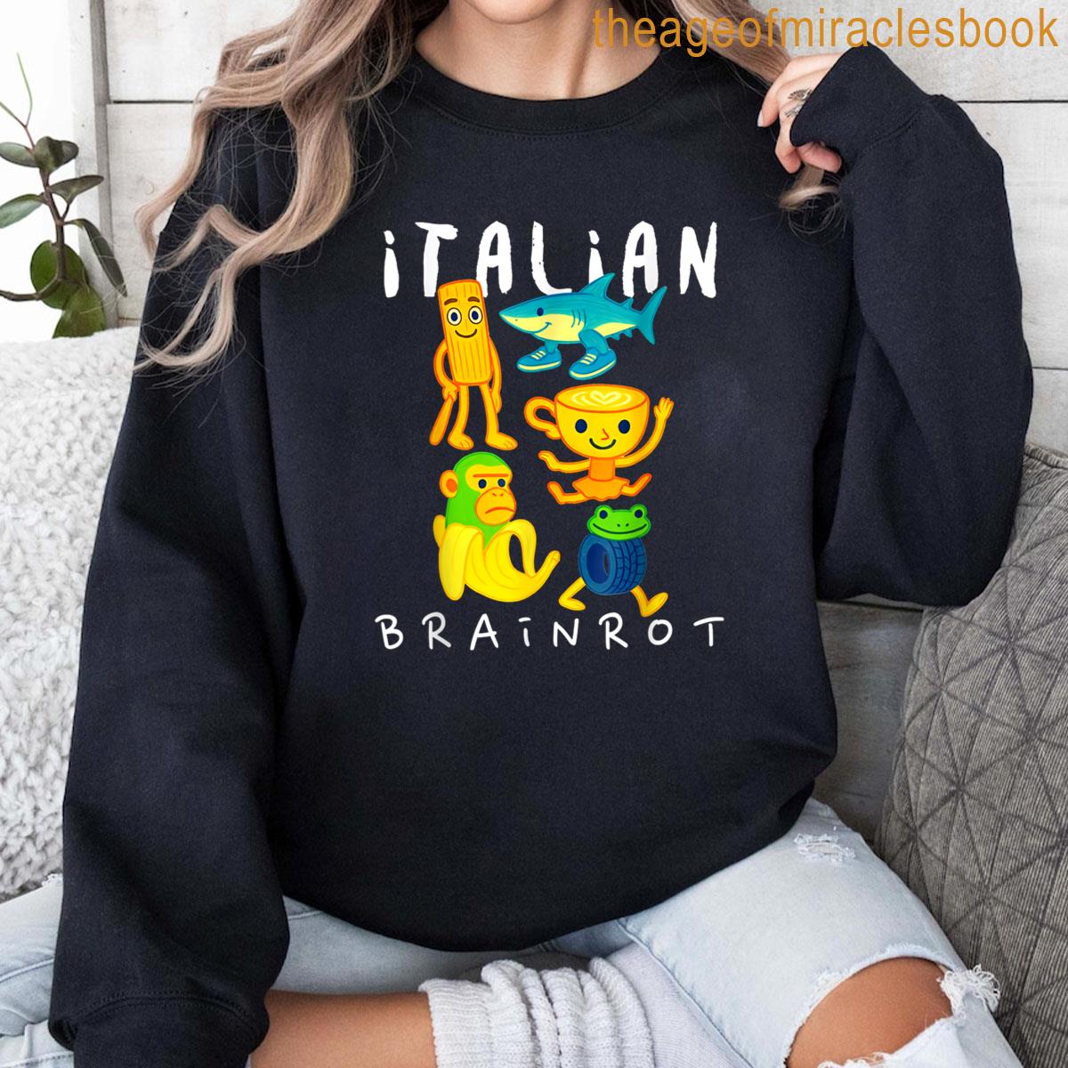 Types Of Italian Brainrot Characters Funny Meme Animal Youth T-shirt