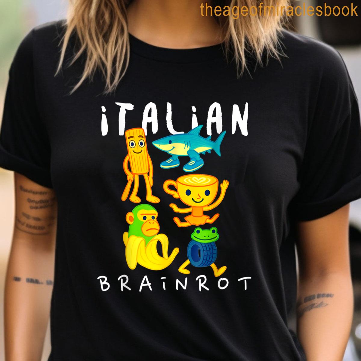 Types Of Italian Brainrot Characters Funny Meme Animal Youth T-shirt