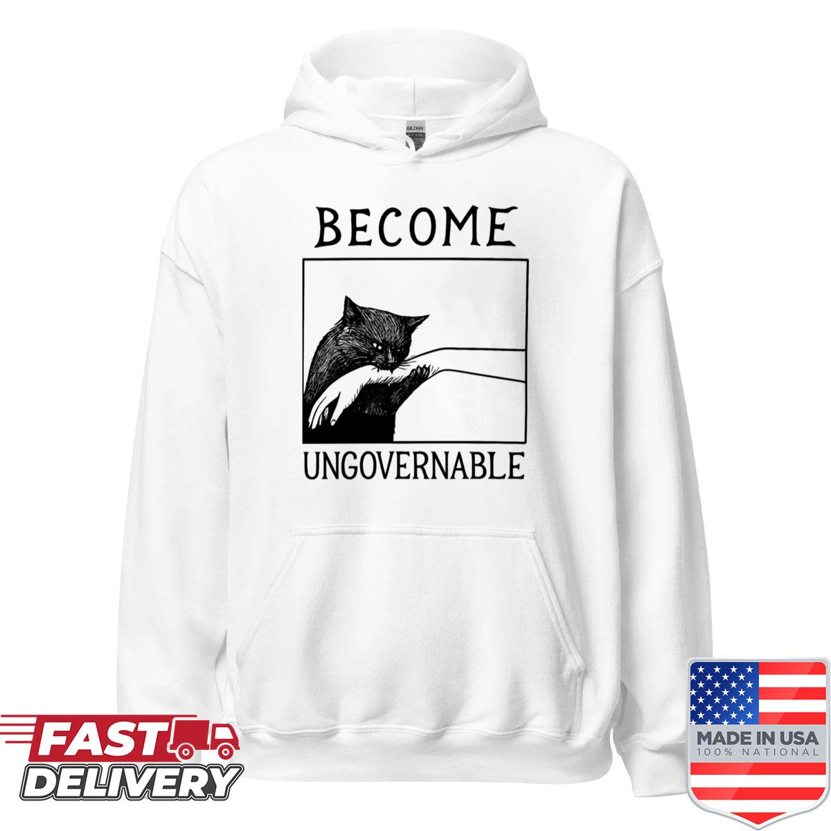 Become Ungovernable - Black Cat Biting Hand Funny Meme Shirt
