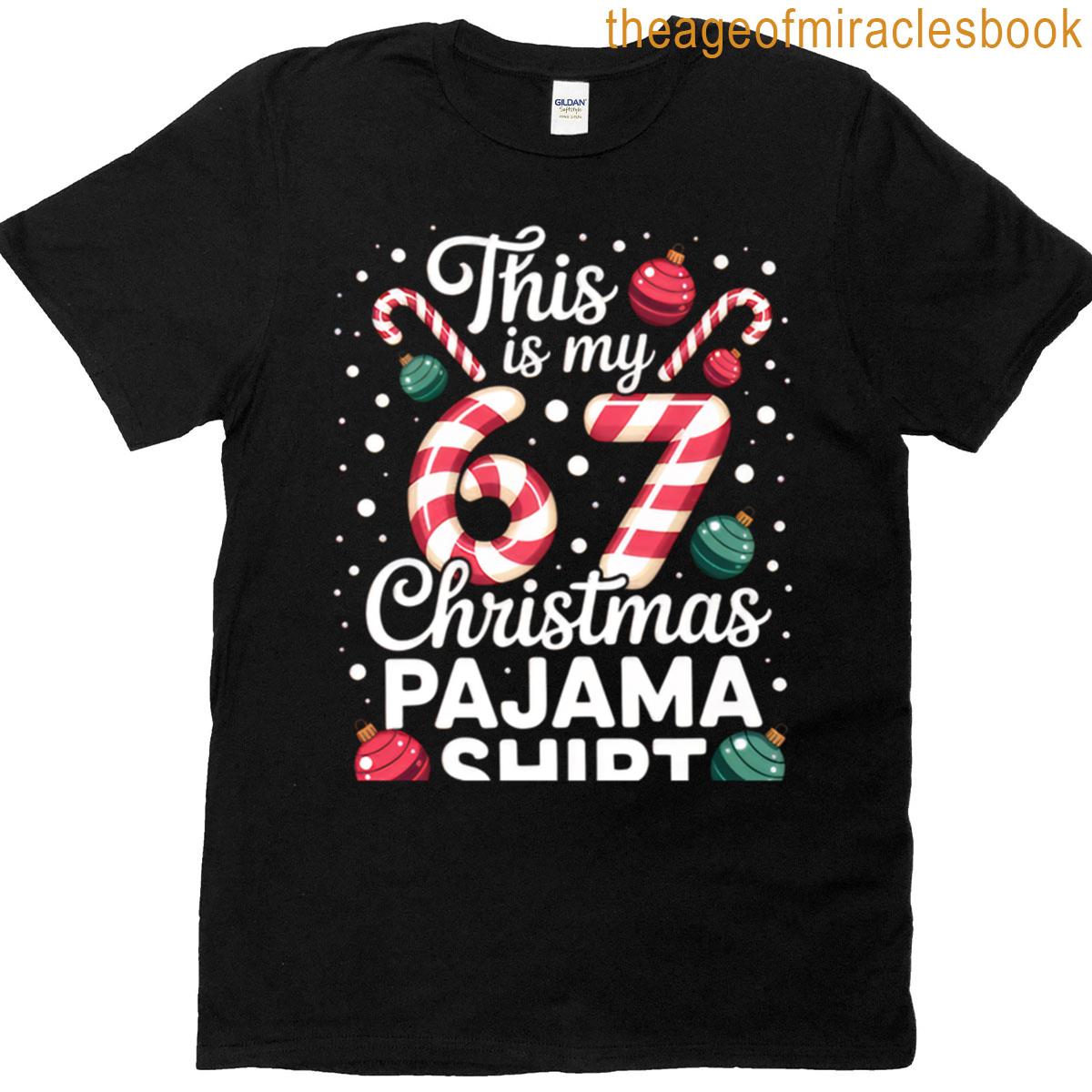Funny 67 Six Seven Meme Brainrot Cringe Christmas Pajamas T-shirt