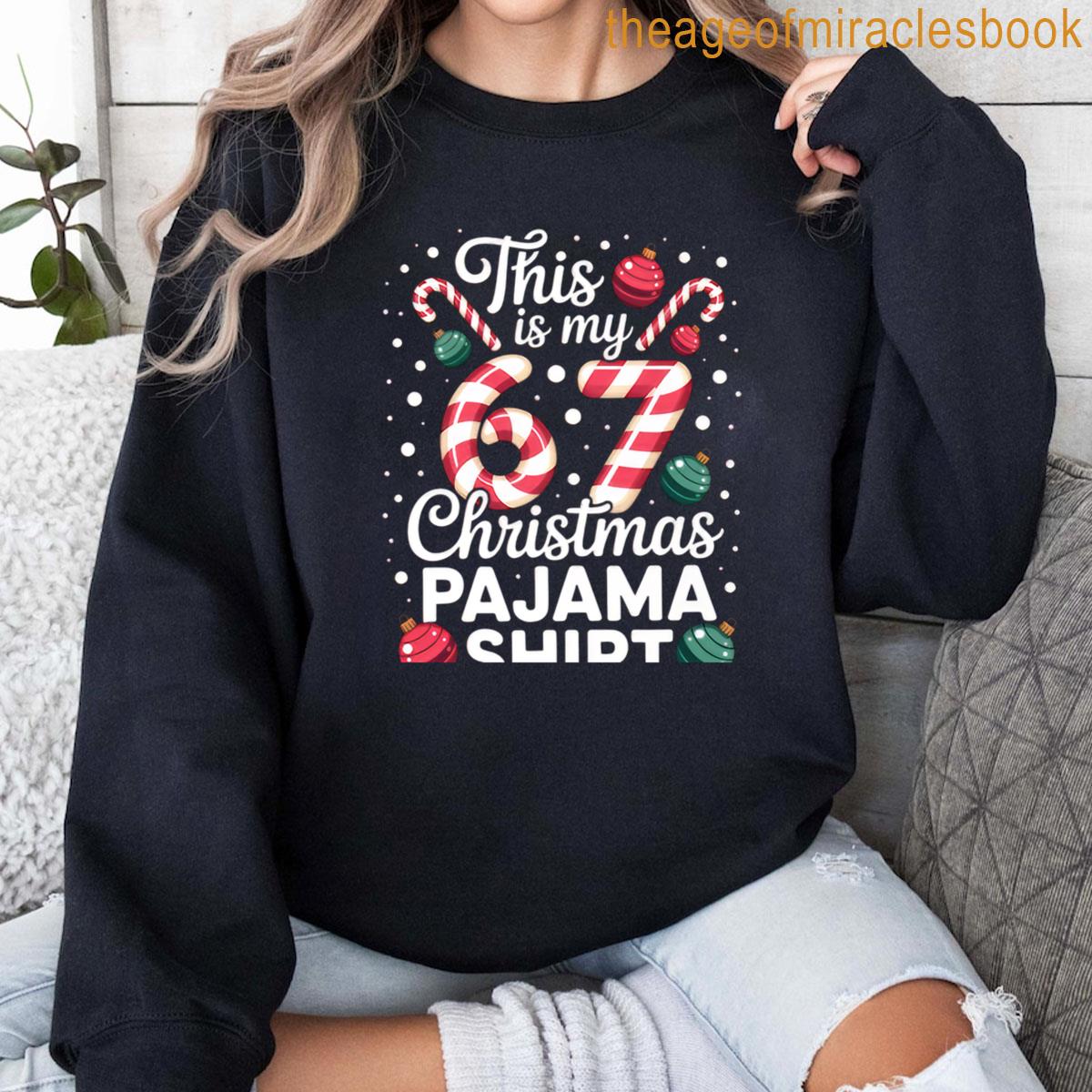 Funny 67 Six Seven Meme Brainrot Cringe Christmas Pajamas T-shirt
