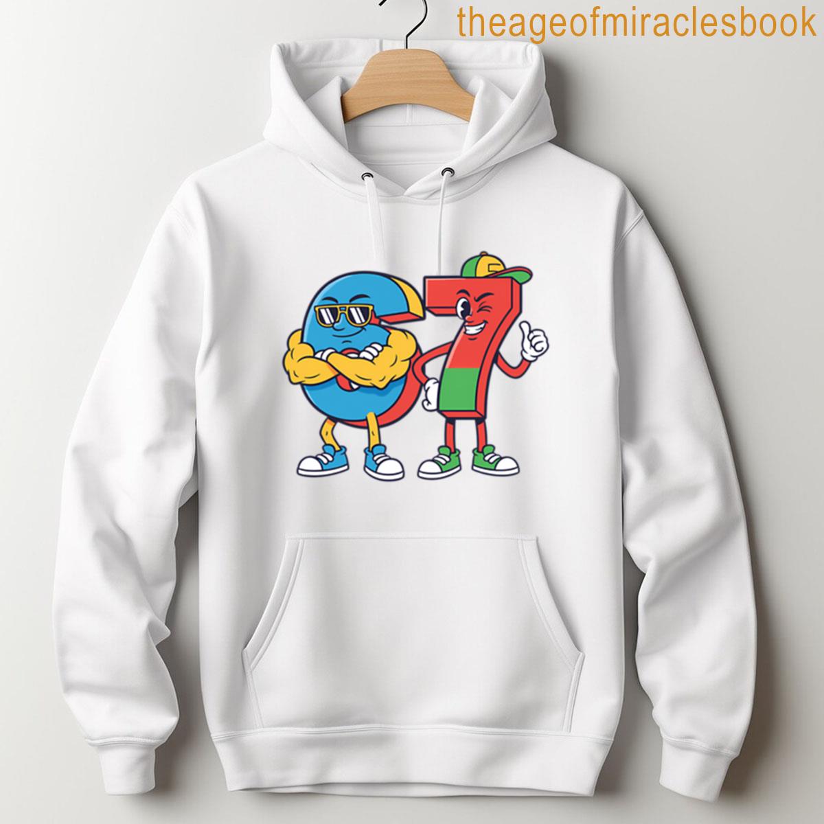 Funny 6 7 Meme Six Seven Cartoon Gen Alpha Slang Humor T-shirt