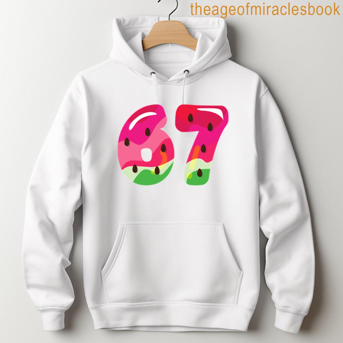Watermelon 67 Meme Six Seven Slang 67th Birthday Adult Kids T-shirt