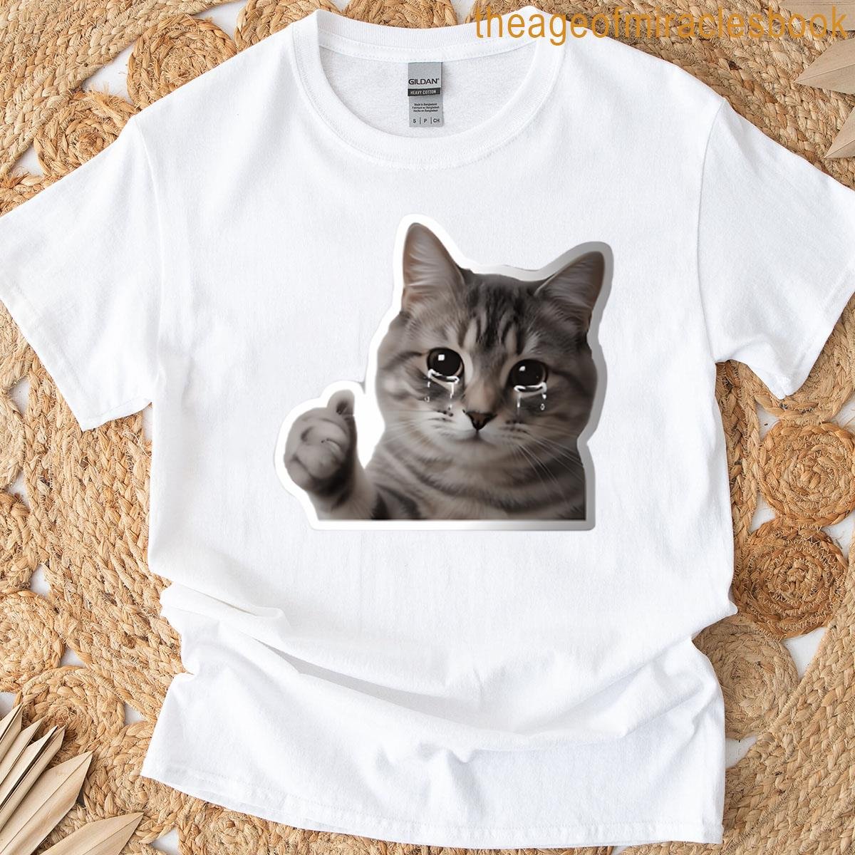 Crying Cat Thumbs Up Meme T-shirt