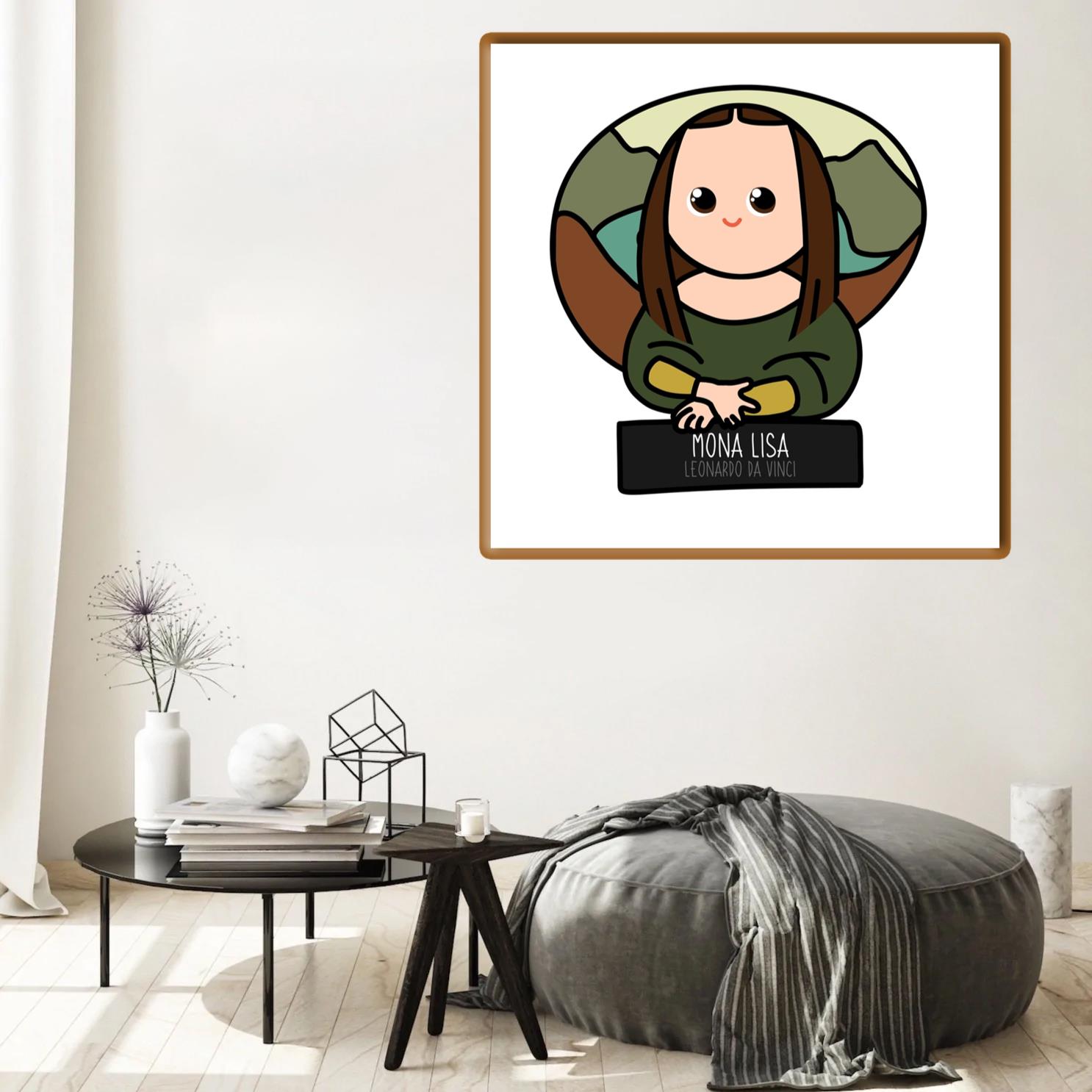 Tiny Mona Lisa Cartoon Canvas Print Canvas, Poster